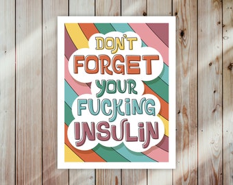 Insulin Reminder Poster 8.5x11 Diabetes Instant PDF Download Adults - Etsy
