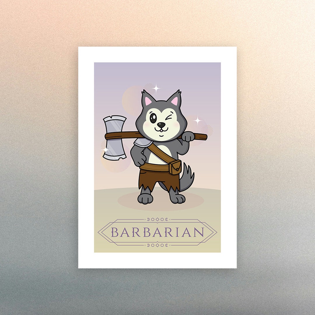 Barbarian Dog, Dnd Poster, 5x7 - Etsy
