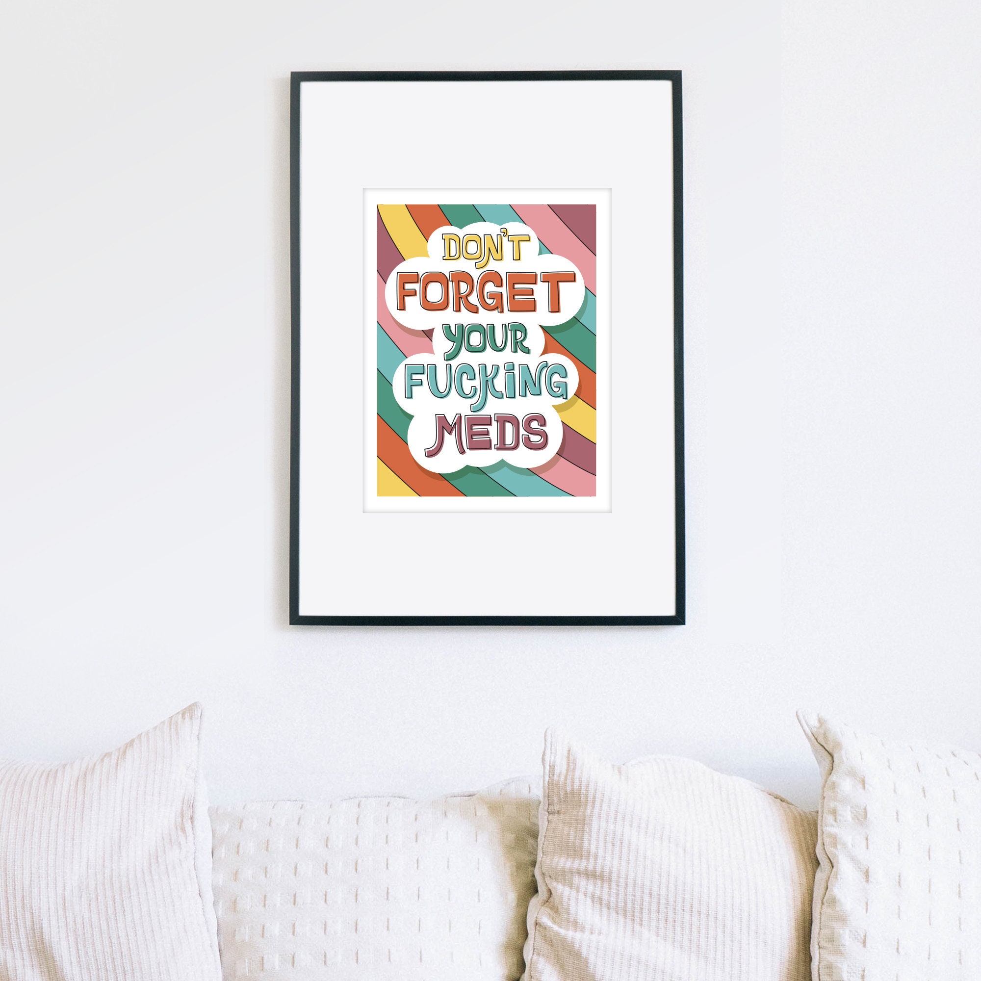 Rainbow Retro Design, Medication Reminder Poster 8.5x11 - Instant PDF ...