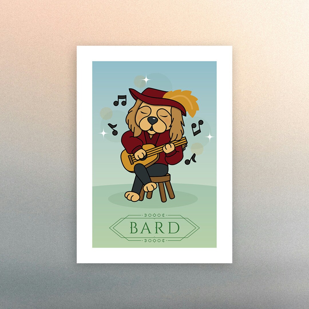 Dnd Dog Bard Poster 5x7 - Etsy