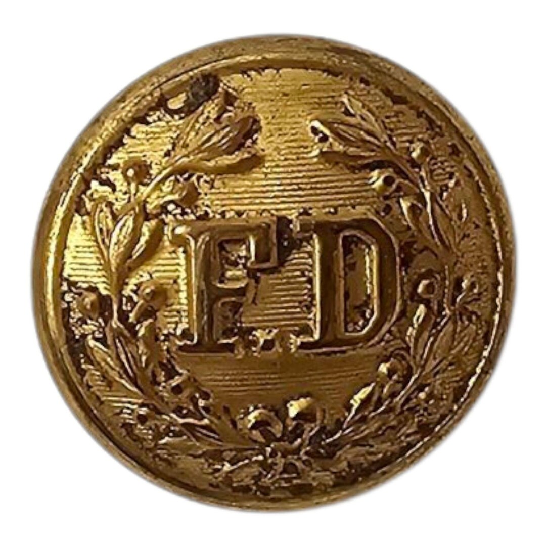 Fire Department FD Uniform Brass Coat Button Vintage Antique Superior ...