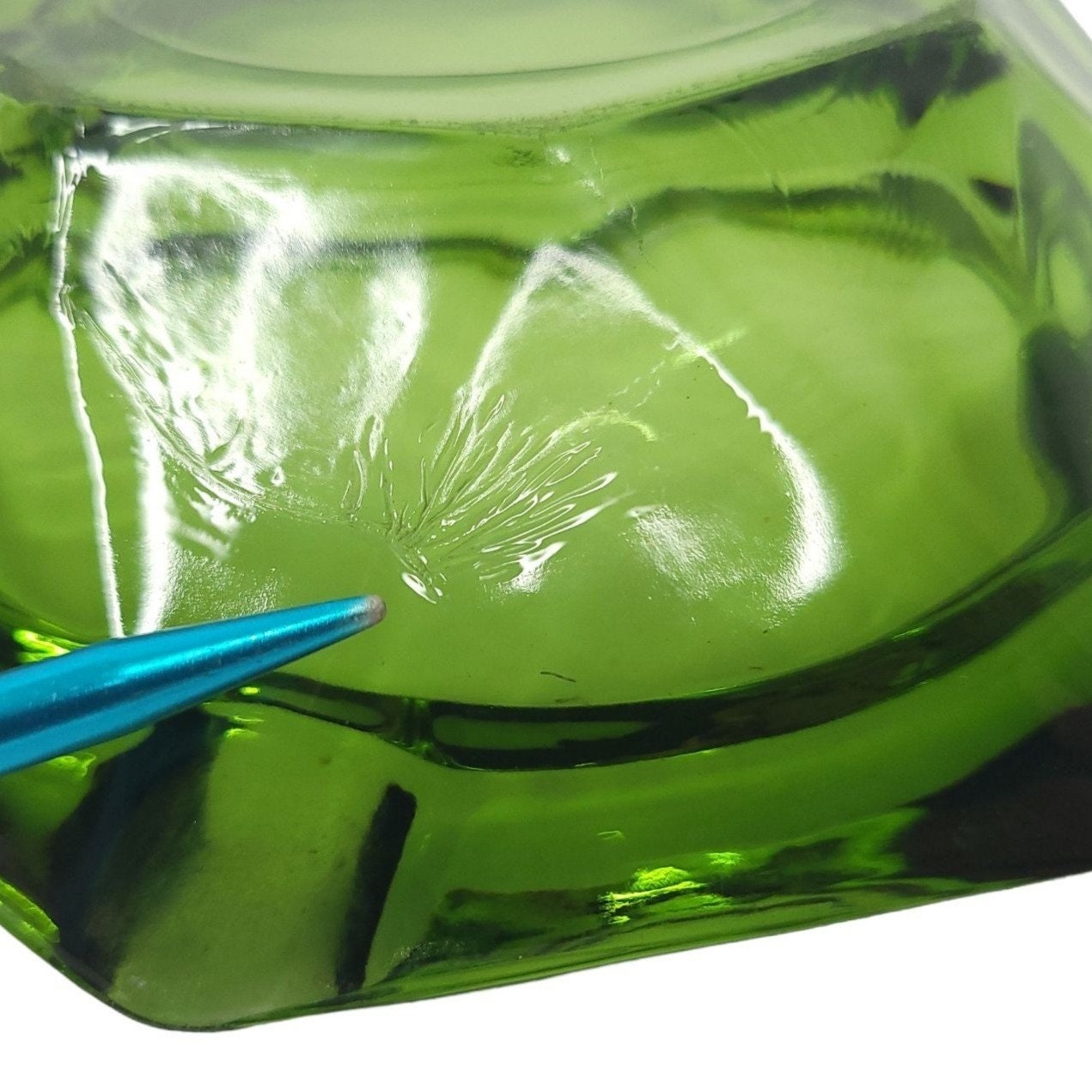 Vintage Emerald Green Octagonal Glass Ashtray 4 Slot Cigar Cigarette ...