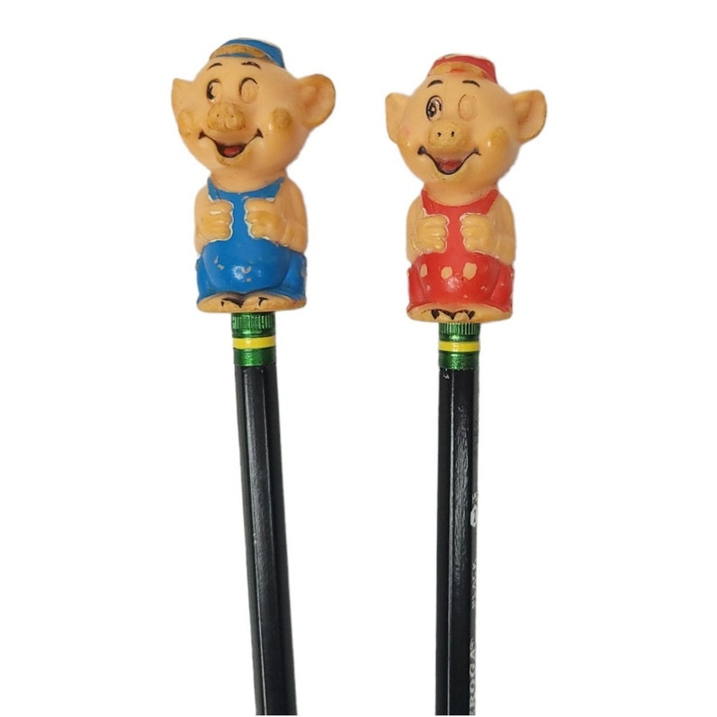 Vintage Walt Disney Three Little Pigs Pencil Toppers 2 FIGURES - Etsy