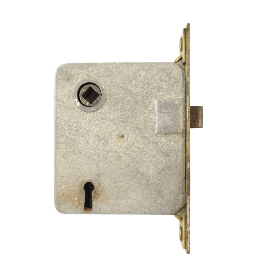 Vintage Cast Metal Door Mortise Lock Hardware Skeleton Key Hole Stamped ...