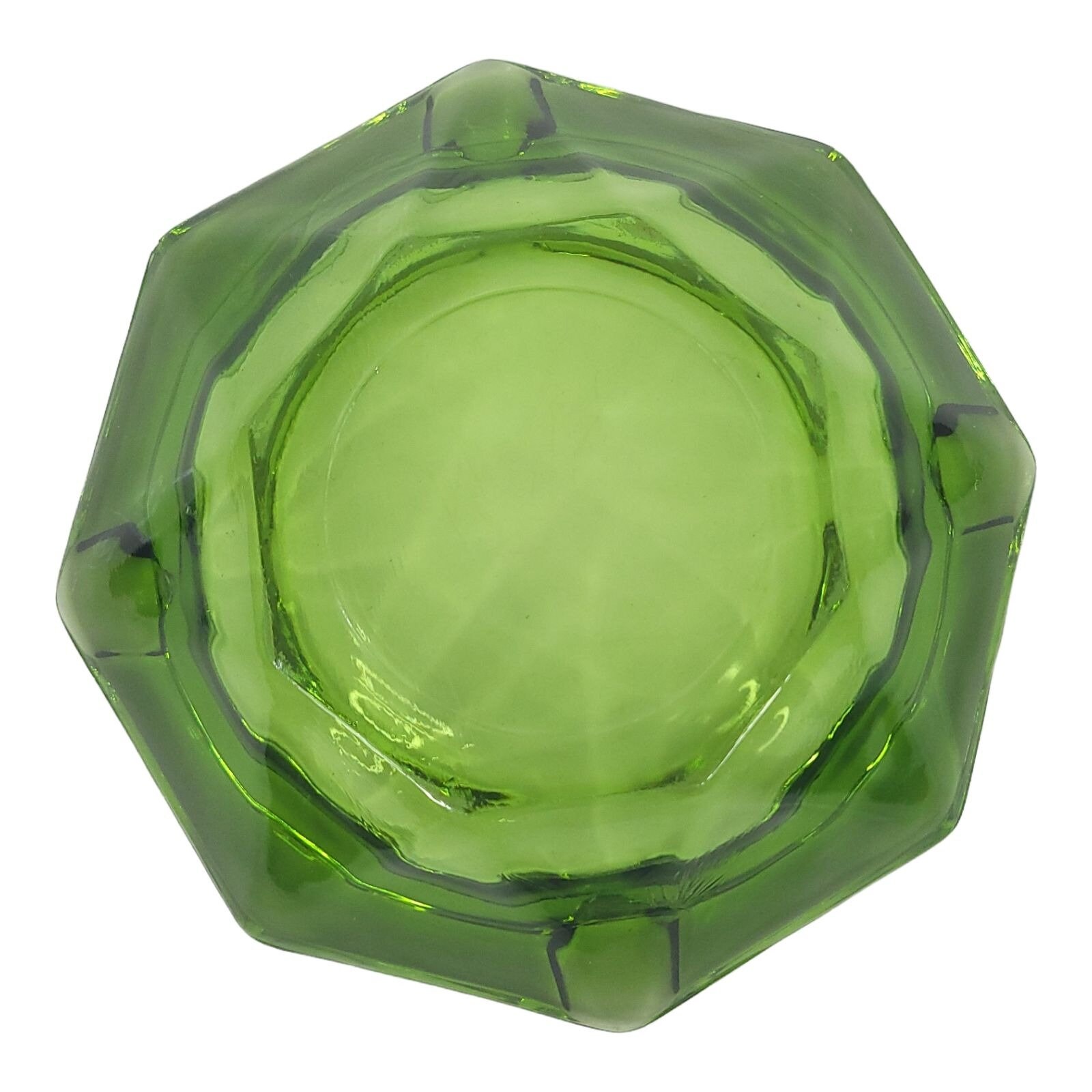Vintage Emerald Green Octagonal Glass Ashtray 4 Slot Cigar Cigarette ...