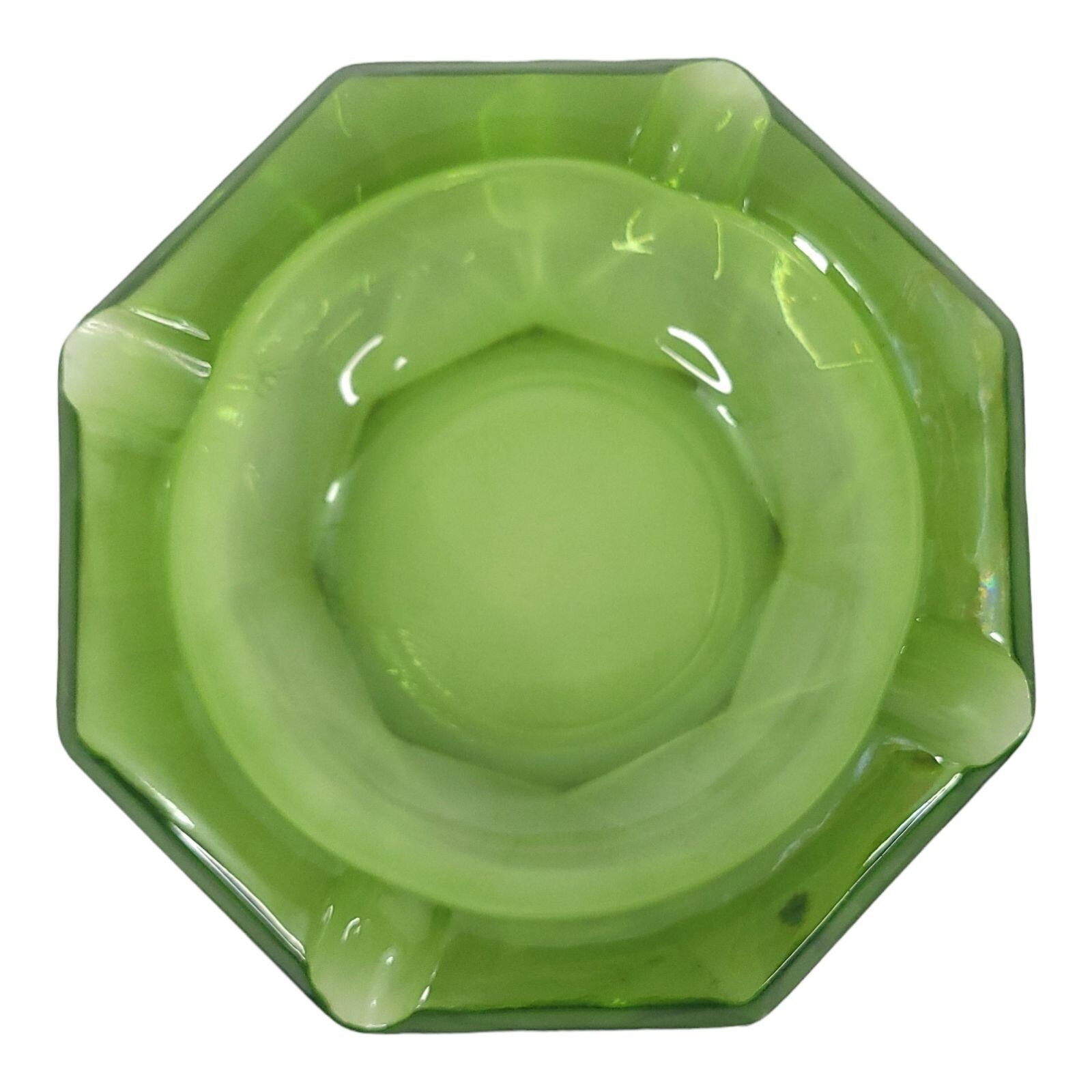 Vintage Emerald Green Octagonal Glass Ashtray 4 Slot Cigar Cigarette ...