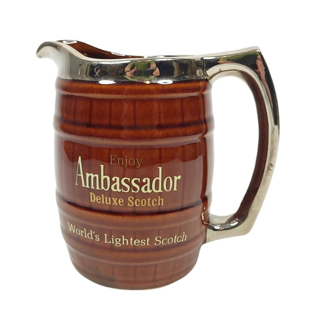 Vintage Ambassador Deluxe Scotch Whiskey Pub Jug Water Pitcher Barware ...