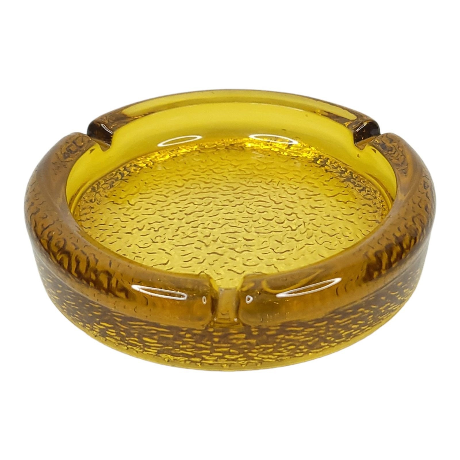 Vintage Amber Pebble Textured Bottom Glass Ashtray READ Trinket 5.5 ...
