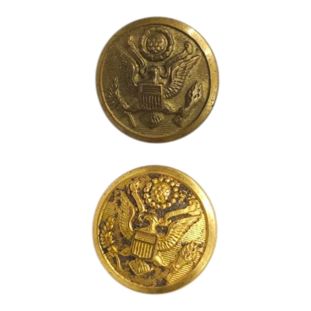 US Army Uniform Brass Coat Buttons Vintage Waterbury Co City Button ...