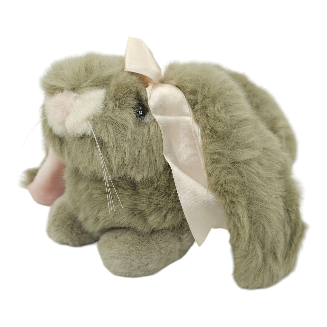 Bunny Rabbit Floppy Ears Pink Bow Plush Vintage 90s Stuffed Animal Toy ...