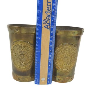 Mayan Aztec Calendar Emblem Copper Brass 14 Oz Cups Patina Set of 2 ...