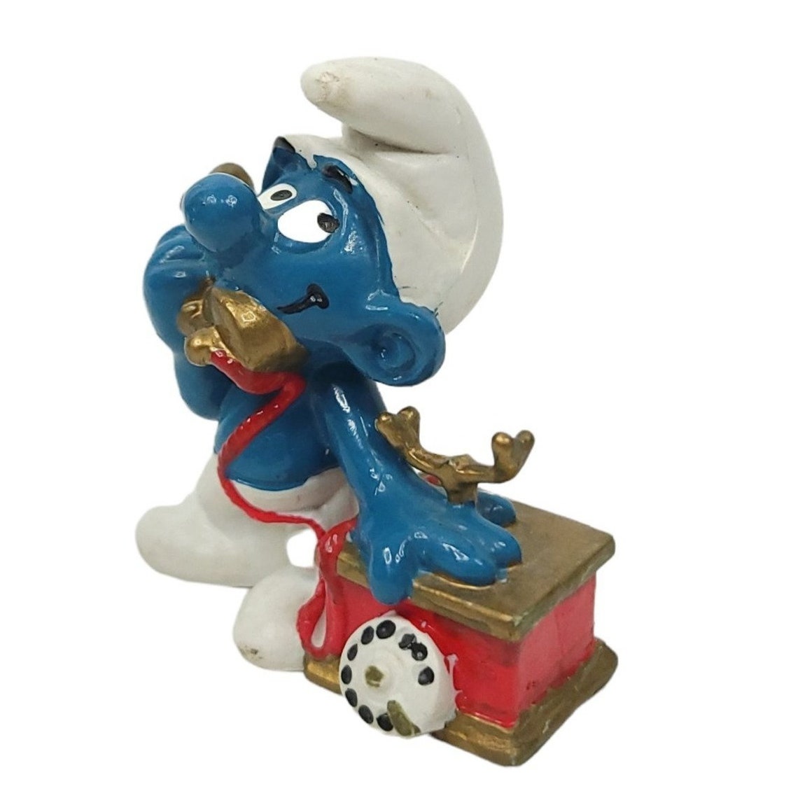 Vintage 1980 Peyo Schleich Telephone Smurf Phone Figure PVC Hong Kong ...