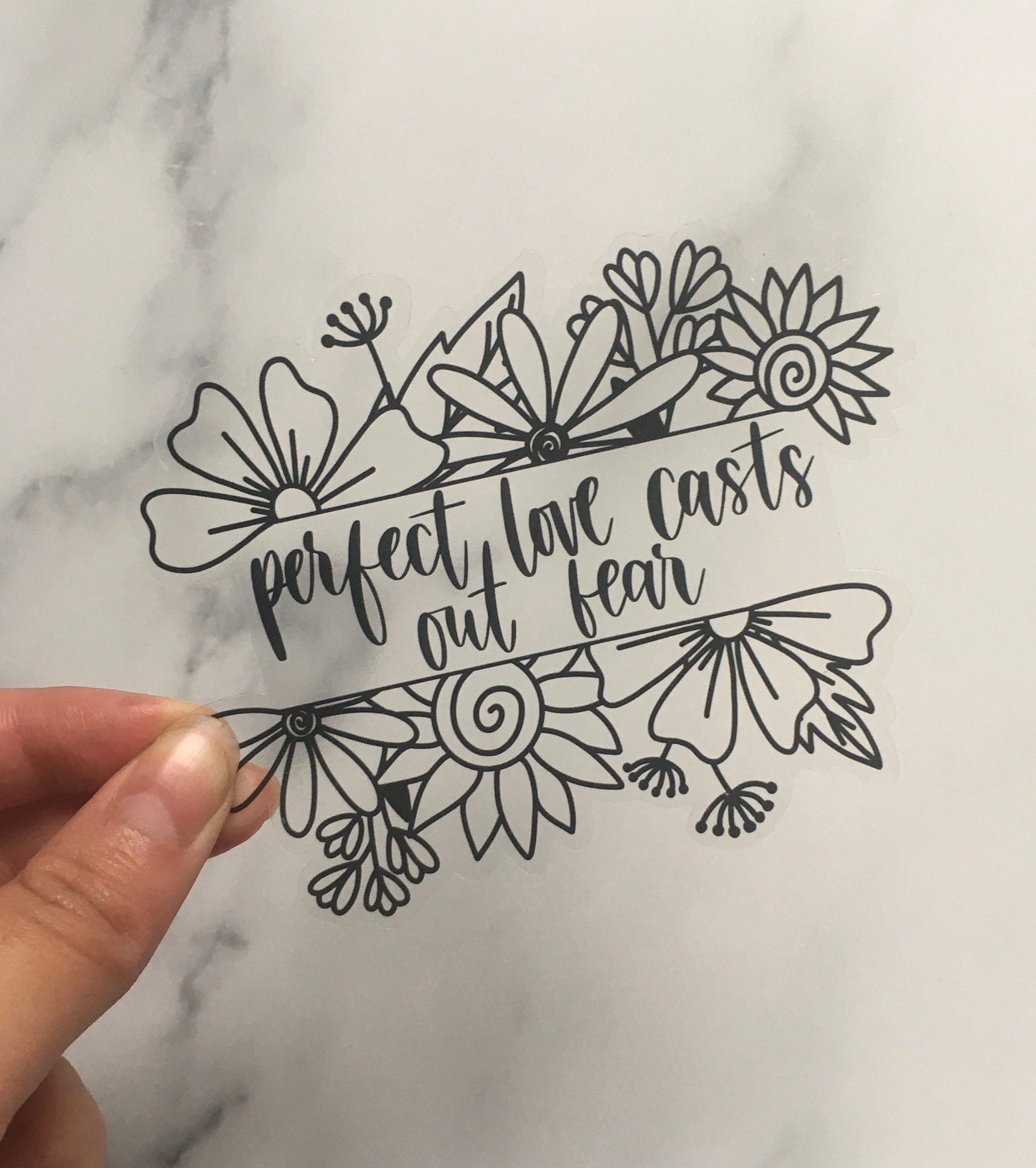 Perfect Love Casts Out Fear clear sticker Christian Bible | Etsy