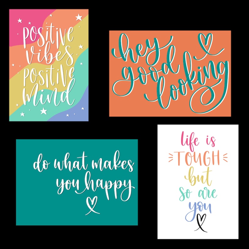 Positivity Postcards Set of 4 - Mental Health, Inspirational ...