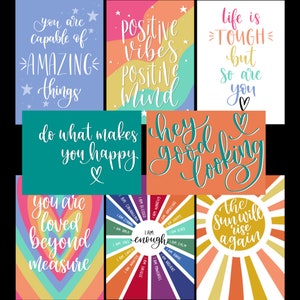Positivity Postcards Set of 8 - Mental Health, Inspirational ...