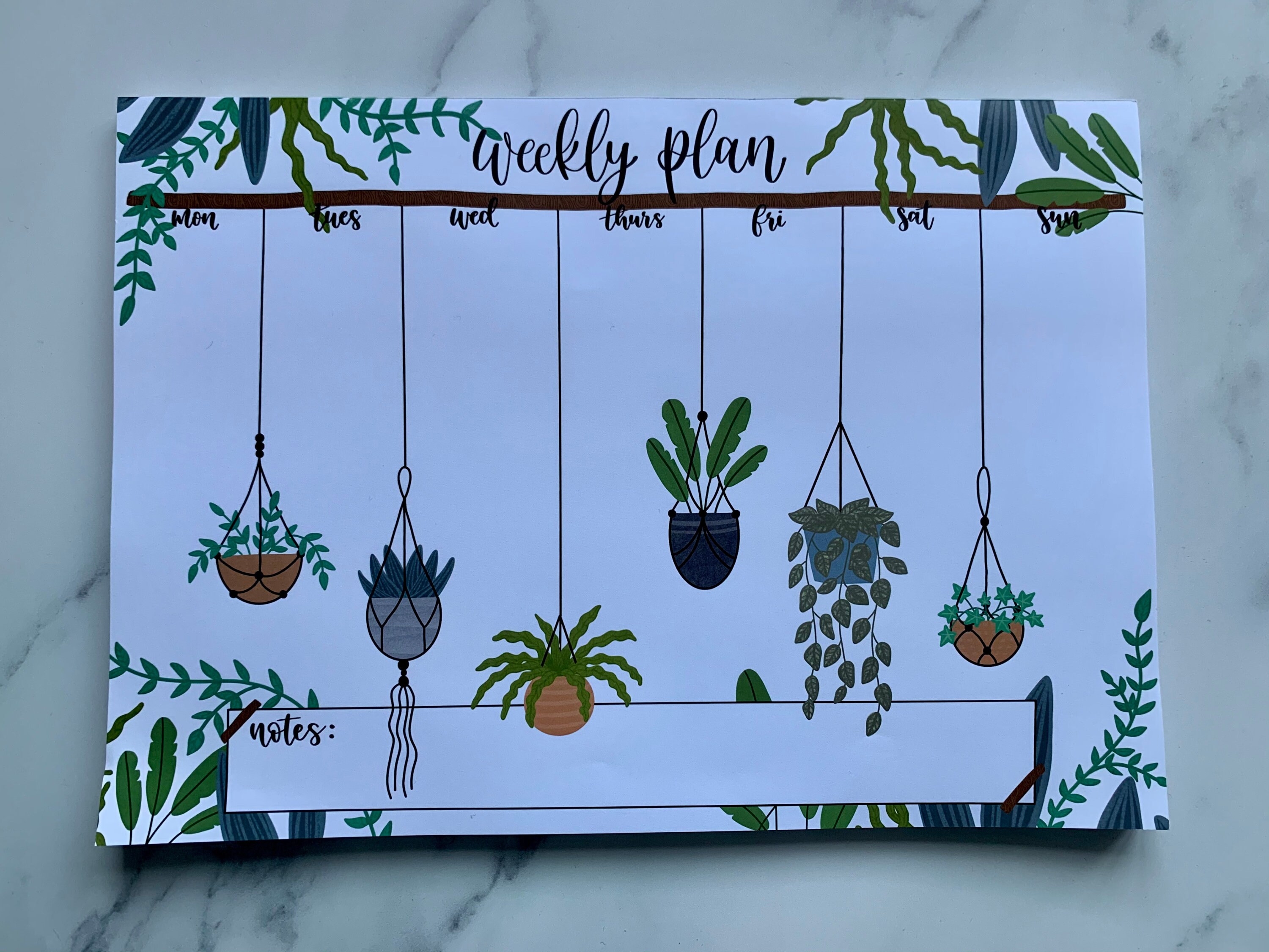 Hanging Plant A4 Weekly Desk Planner Pad Weekly Planner Desk | Etsy