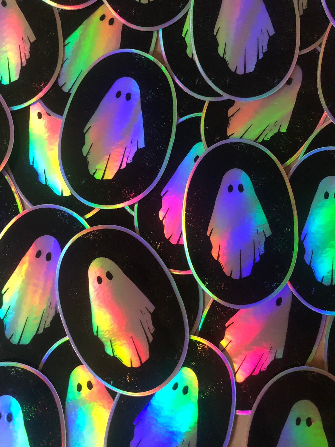 Holographic Ghost Sticker Halloween Sticker Fall Art Ghoul Sticker - Etsy