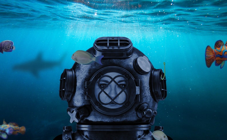 Scuba Diver Digital Background Photoshop Template Digital Backdrop - Etsy