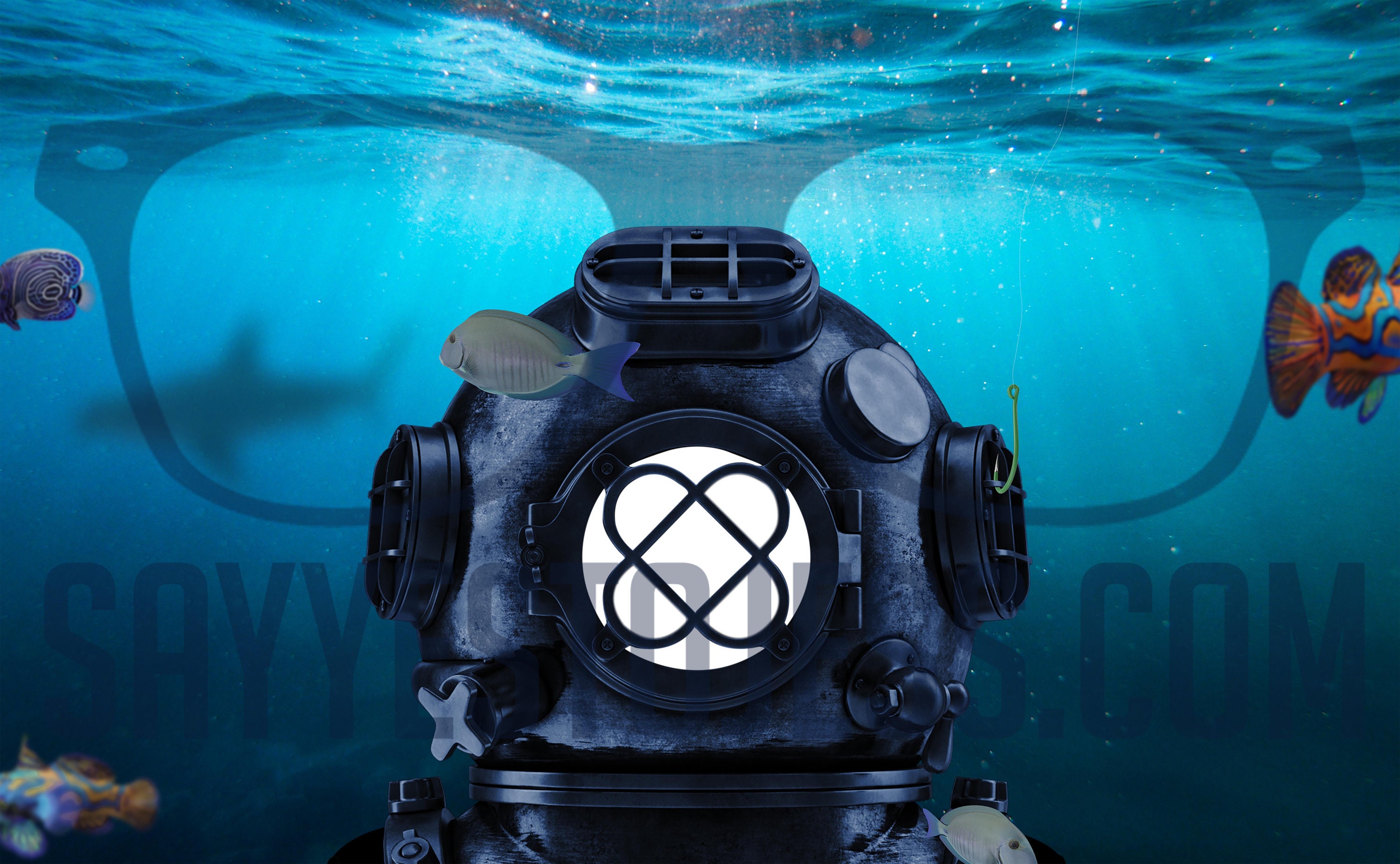 Scuba Diver Arrière-plan numérique Photoshop Modèle Fond numérique ...