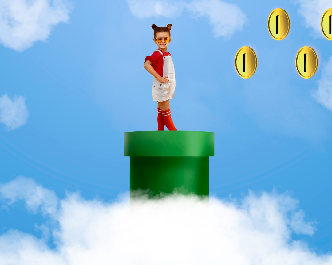 Video Game Tube With Gold Coins Digital Background. Just Add Your Child ...