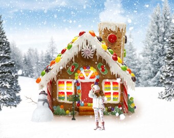 Christmas Digital Backdrop Gingerbread House Bokeh - Etsy