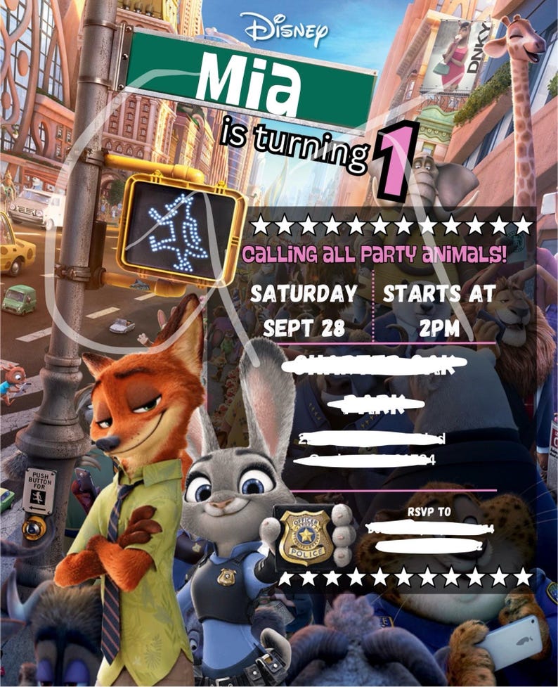 Zootopia Birthday Invitation - *DIGITAL ONLY* - Etsy