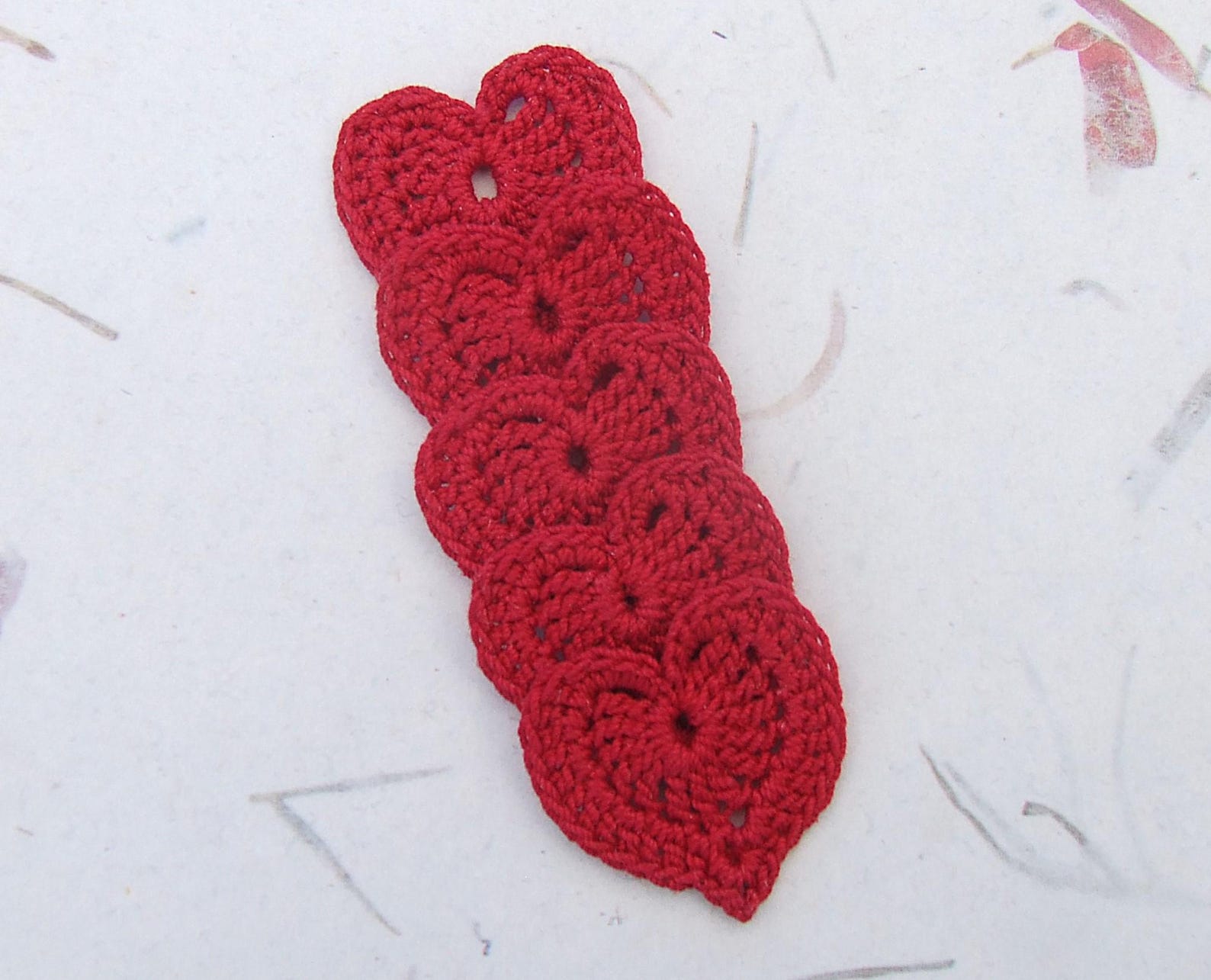 Hand Crocheted Red Heart Appliques - Set of Five Heart Motifs, or ...