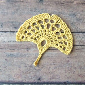 Crocheted Applique Ginko Leaves - Hand-crocheted Ginko Leaf Motifs - in ...