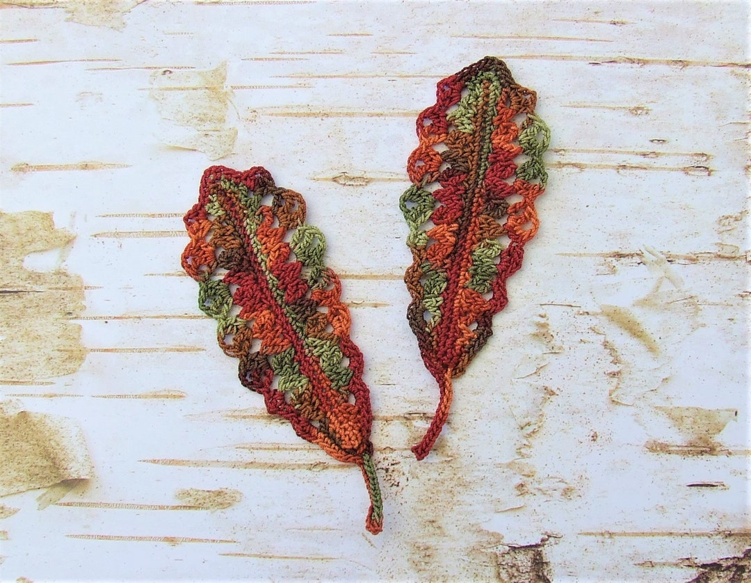 Hand Crocheted Oak Leaf Applique - Fall Colors, Lacy Motif, Applique ...