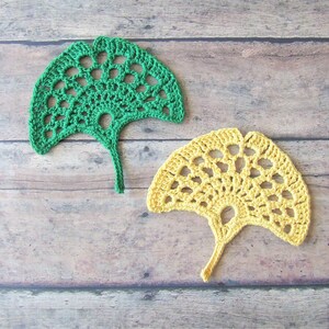 Crocheted Applique Ginko Leaves - Hand-crocheted Ginko Leaf Motifs - in ...