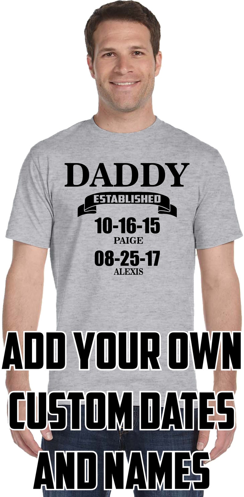 Daddy Established on Custom Date and Names Cute Fun T Shirts - Etsy
