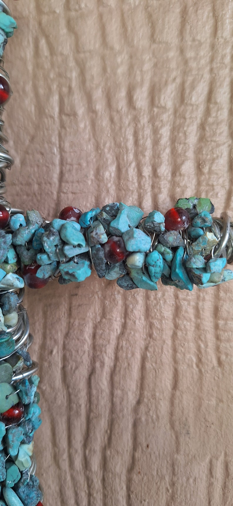 Chunky Turquoise Cross Made W/raw Native Turquoise Beads & Wire - Etsy