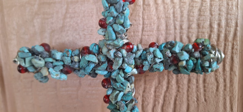 Chunky Turquoise Cross Made W/raw Native Turquoise Beads & Wire - Etsy