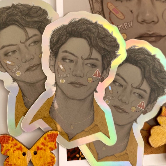 Holographic 'caution Tae Tae' Sticker BTS Sticker - Etsy
