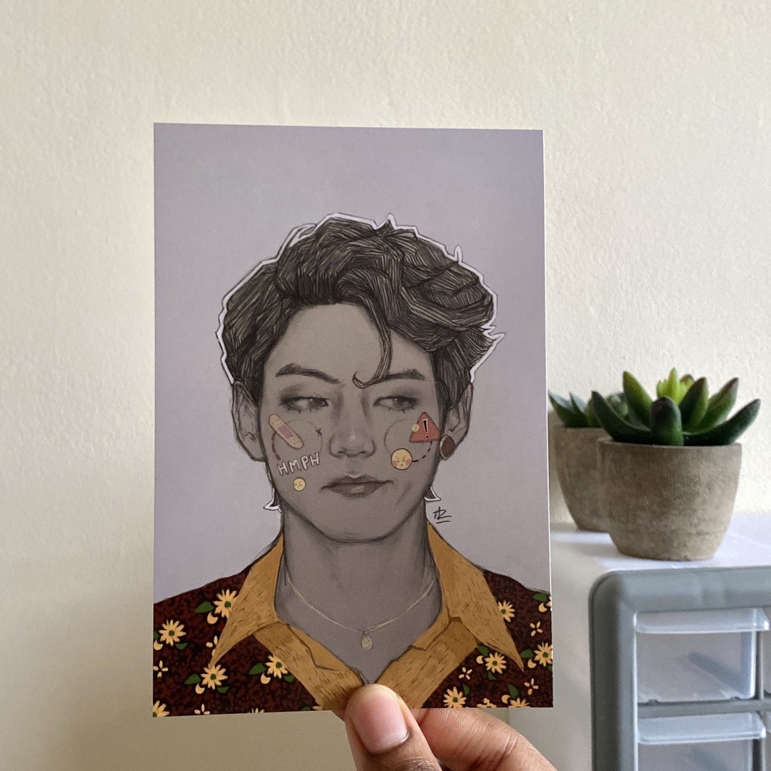 Caution Tae Tae Art Print kpop Fanart - Etsy