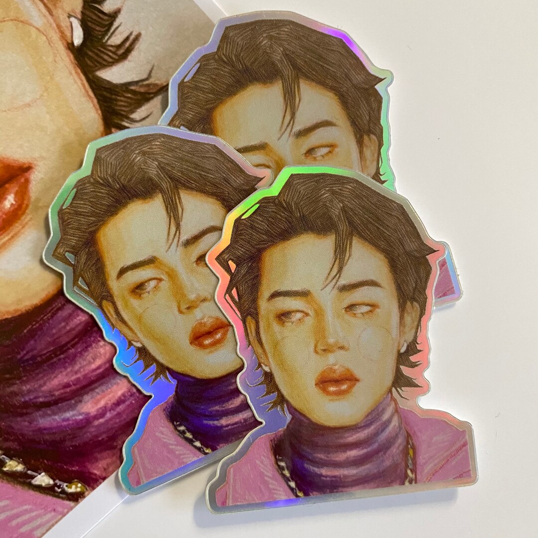 Holographic doll Face' Jimin Sticker BTS Sticker, Bangtan Artwork, Kpop ...