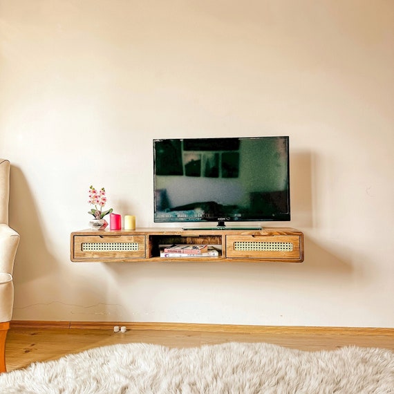 Narrow floating tv stand store