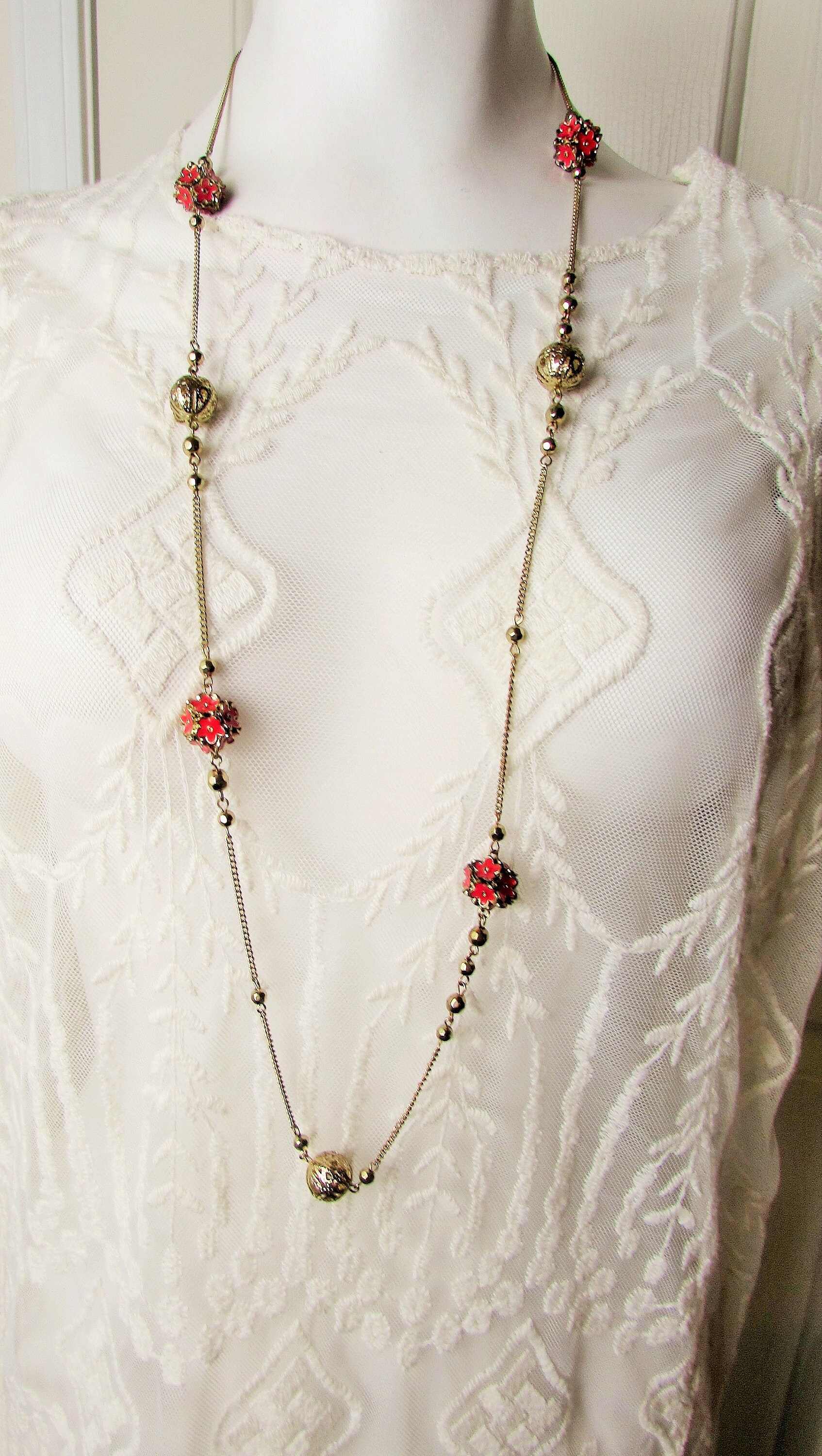 Necklace 80's Ladies Pink Goldtone Vintage Jewelry Fashion Forward ...