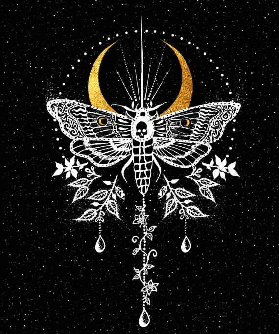 Gold Death Head Hawk Moth Art Print - Etsy