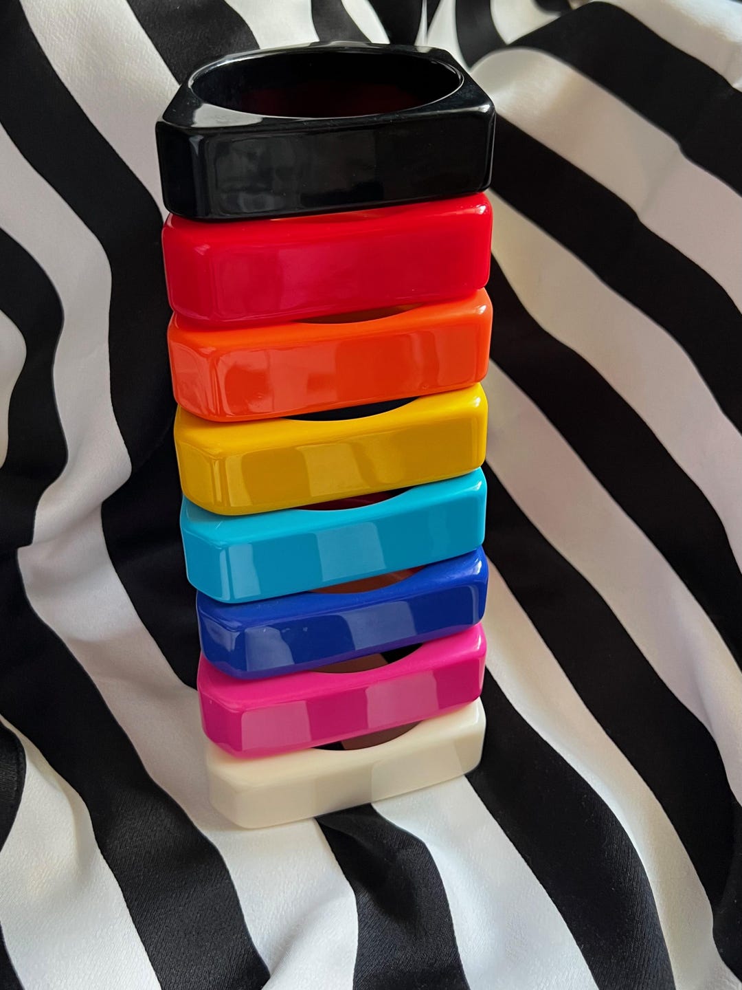 Retro Resin Bangle Mod Acrylic Cuff Asymmetrical Wide Plastic Bracelet ...