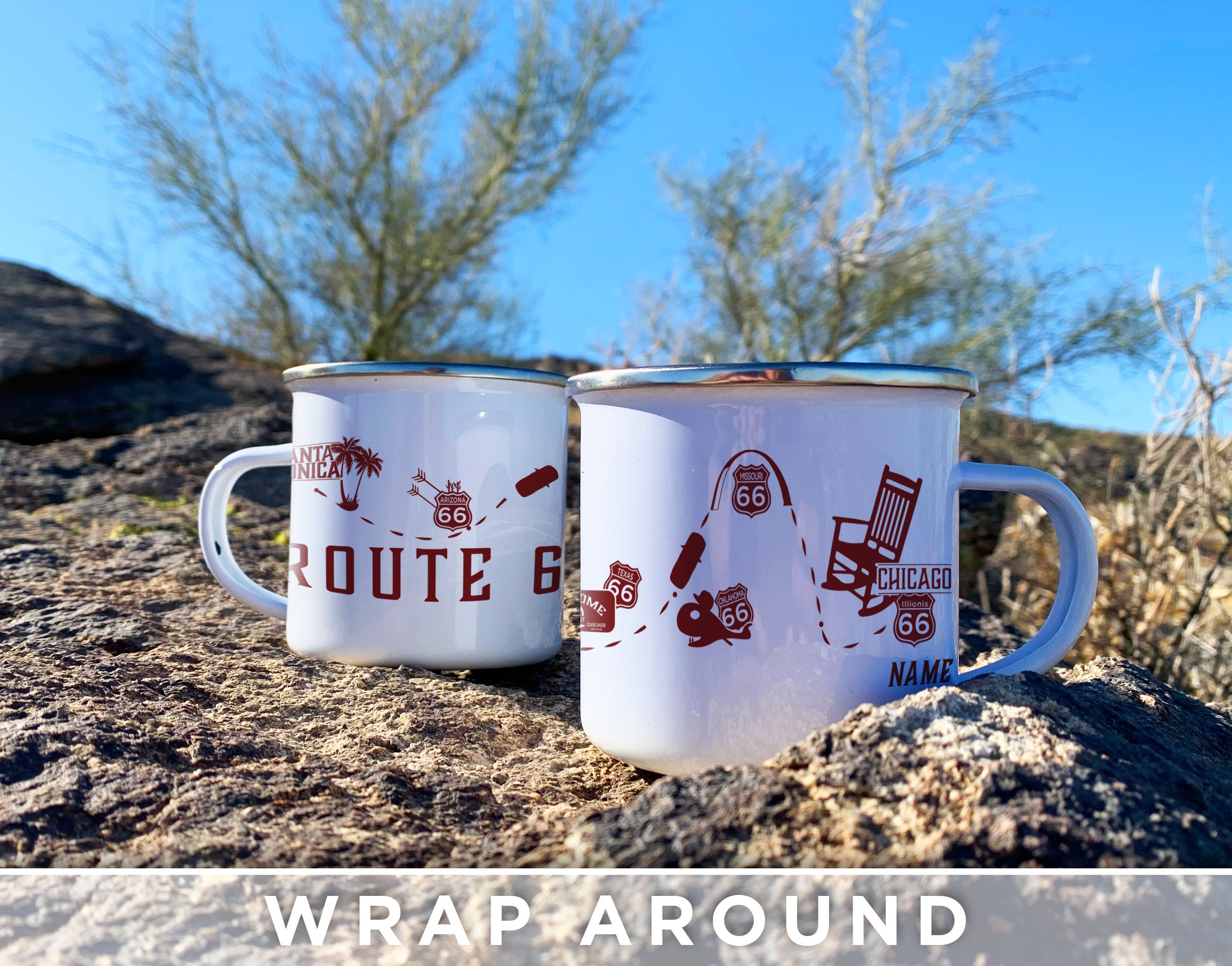 Route 66 Map Wrap Custom Campfire Mugs - Etsy
