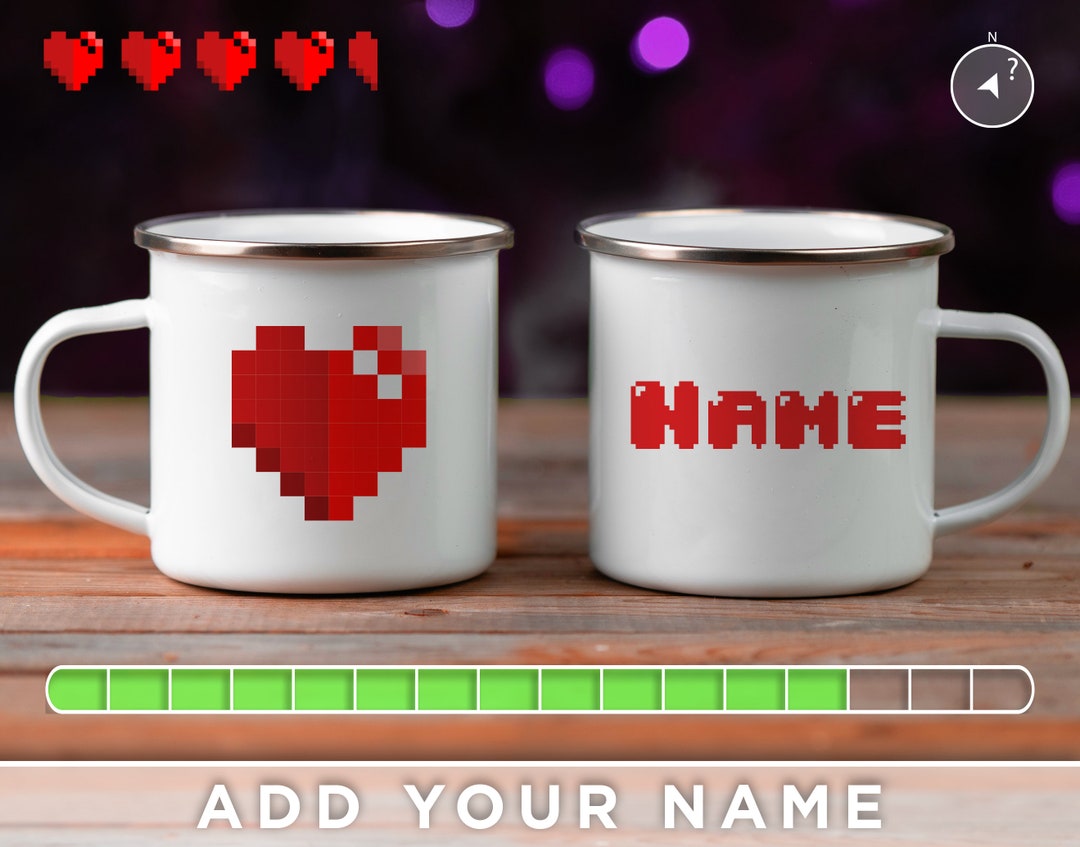 8 Bit Love Personalized Campfire Mugs, Be My Valentine, Personalized ...