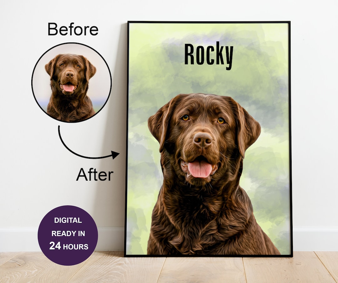 Custom Watercolor Dog Portrait, Dogs Portrait From Photo Funny Dog ...
