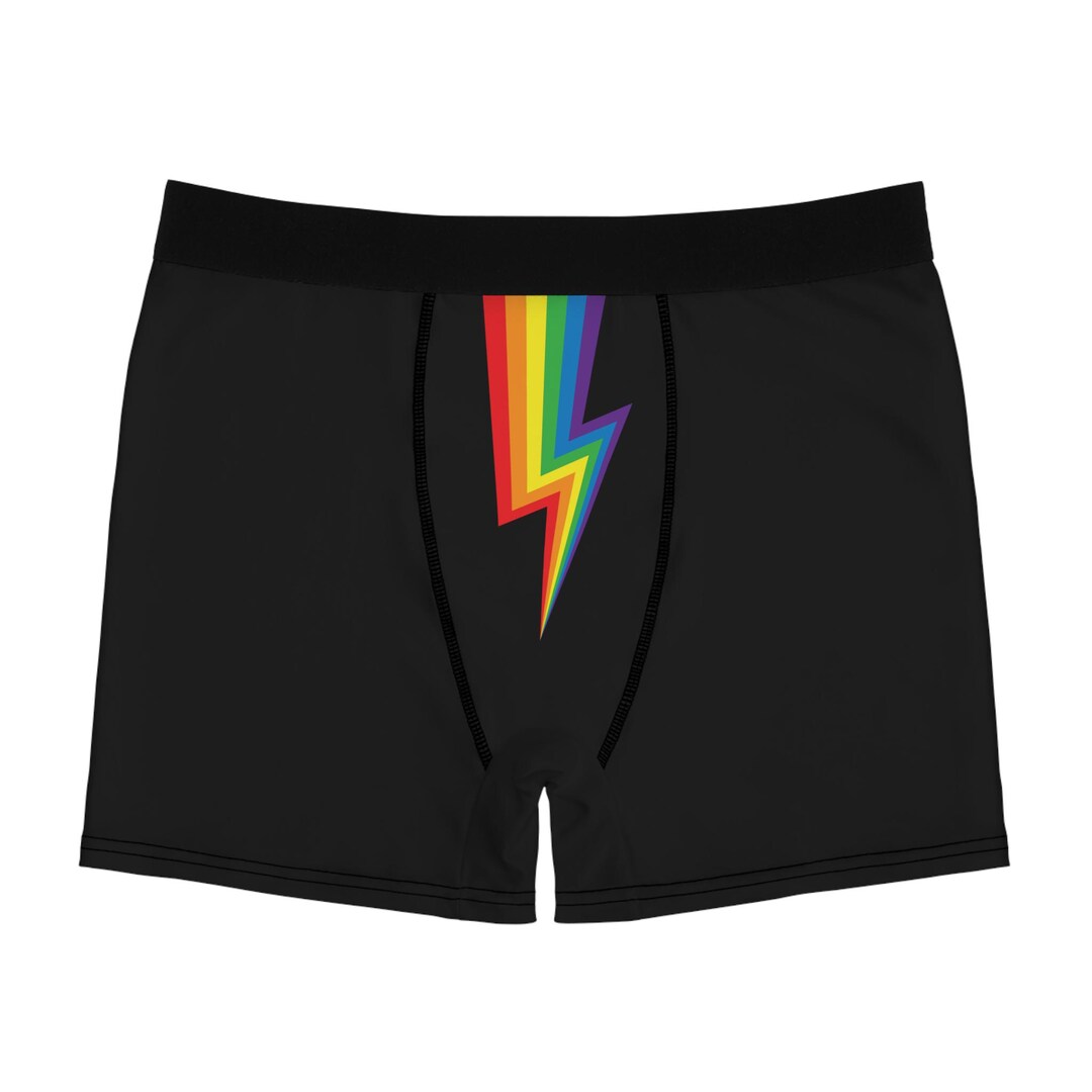 HOT Rainbow Lightning Bolt Thunderbolt on Black Men's Boxer Briefs (AOP ...