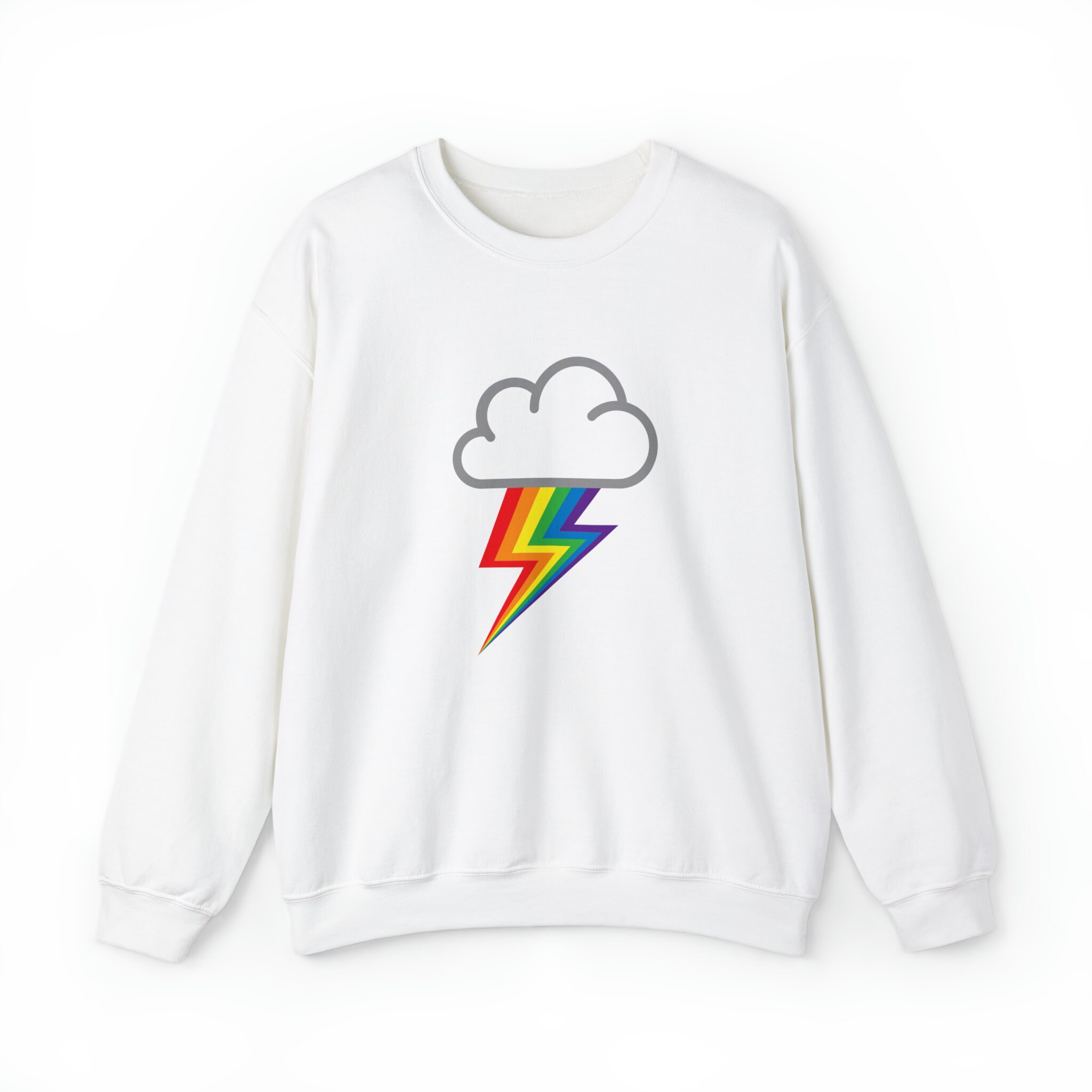RAINBOW Lightning Bolt With Cloud - Unisex Heavy Blend™ Crewneck ...