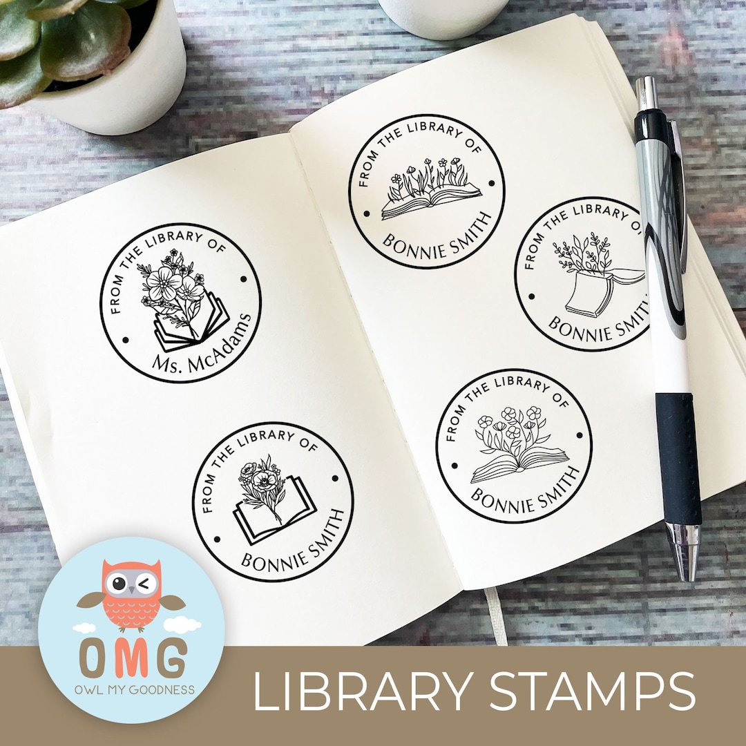 Flower Book Library Stamp Teacher Stamp Seed of Knowledge - Etsy