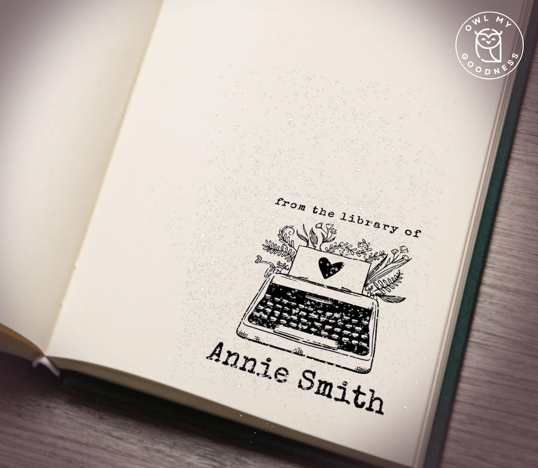 Custom Vintage Typewriter Library Stamp, Book Stamp, Ex Libris Stamp ...
