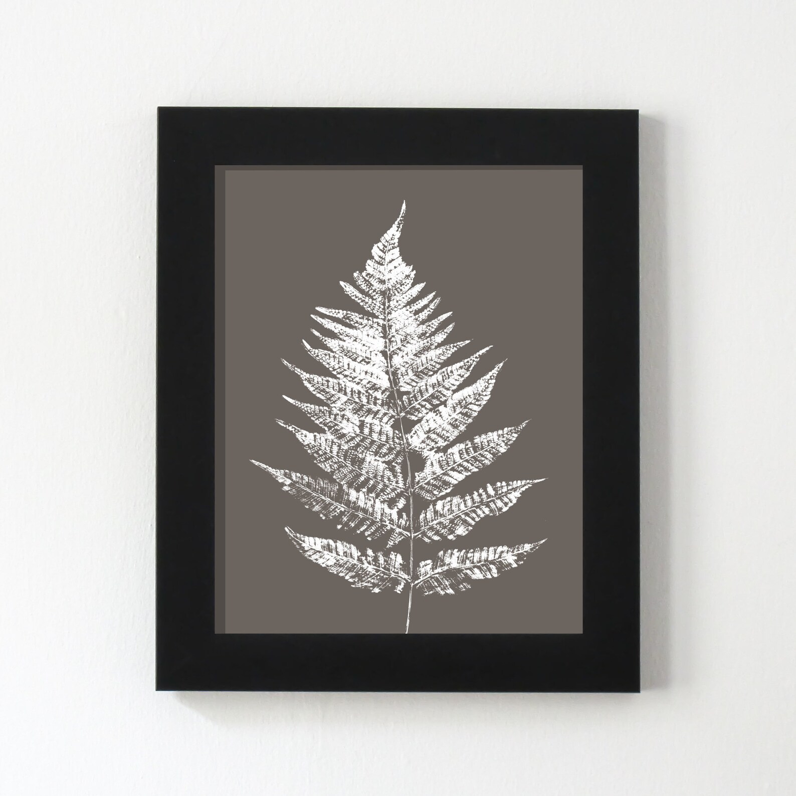 Fern Leaf, Printable Art, Botanical Print, Greige, Gray, White, Digital ...