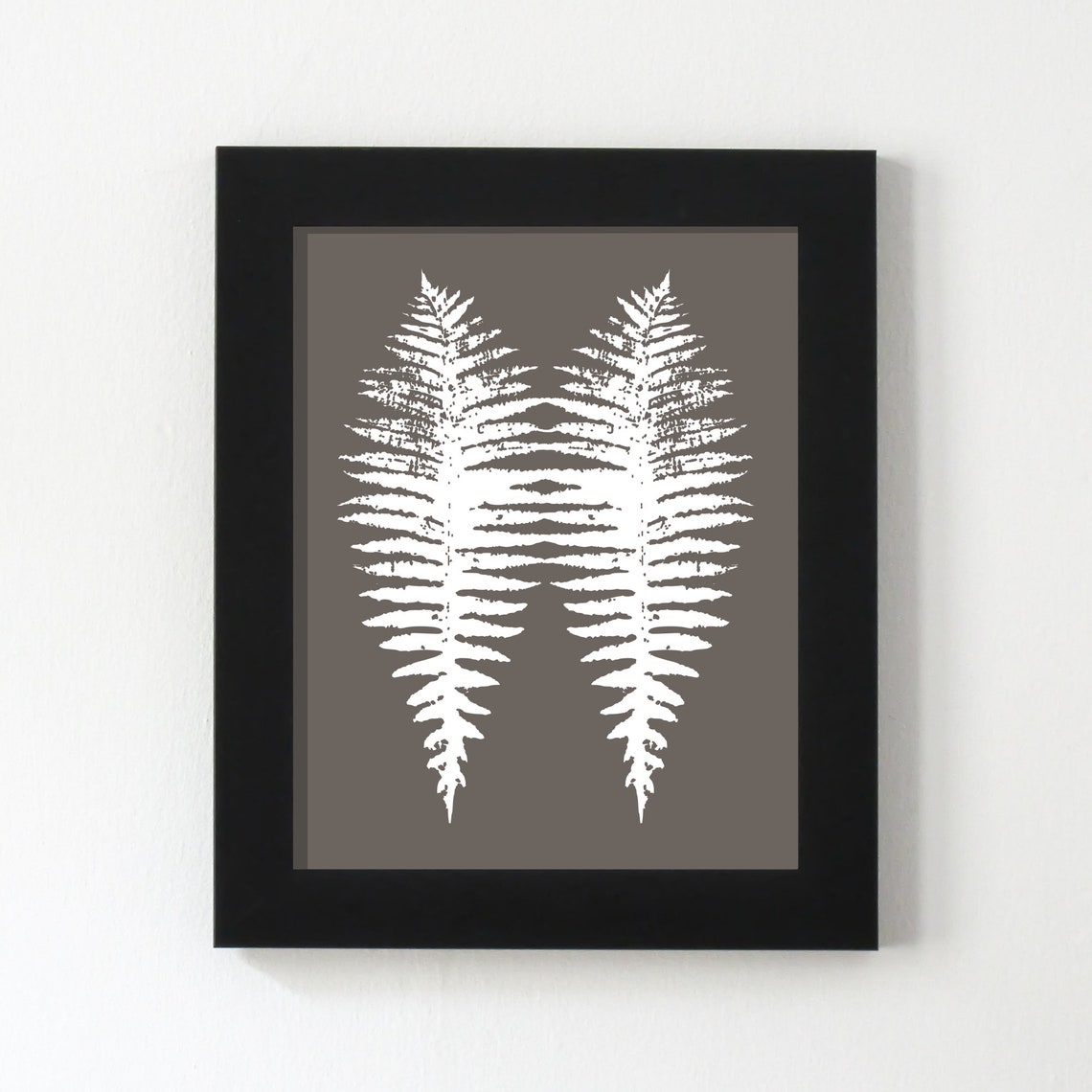 Fern Leaf, Printable Art, Botanical Print, Greige, Gray, White, Digital ...