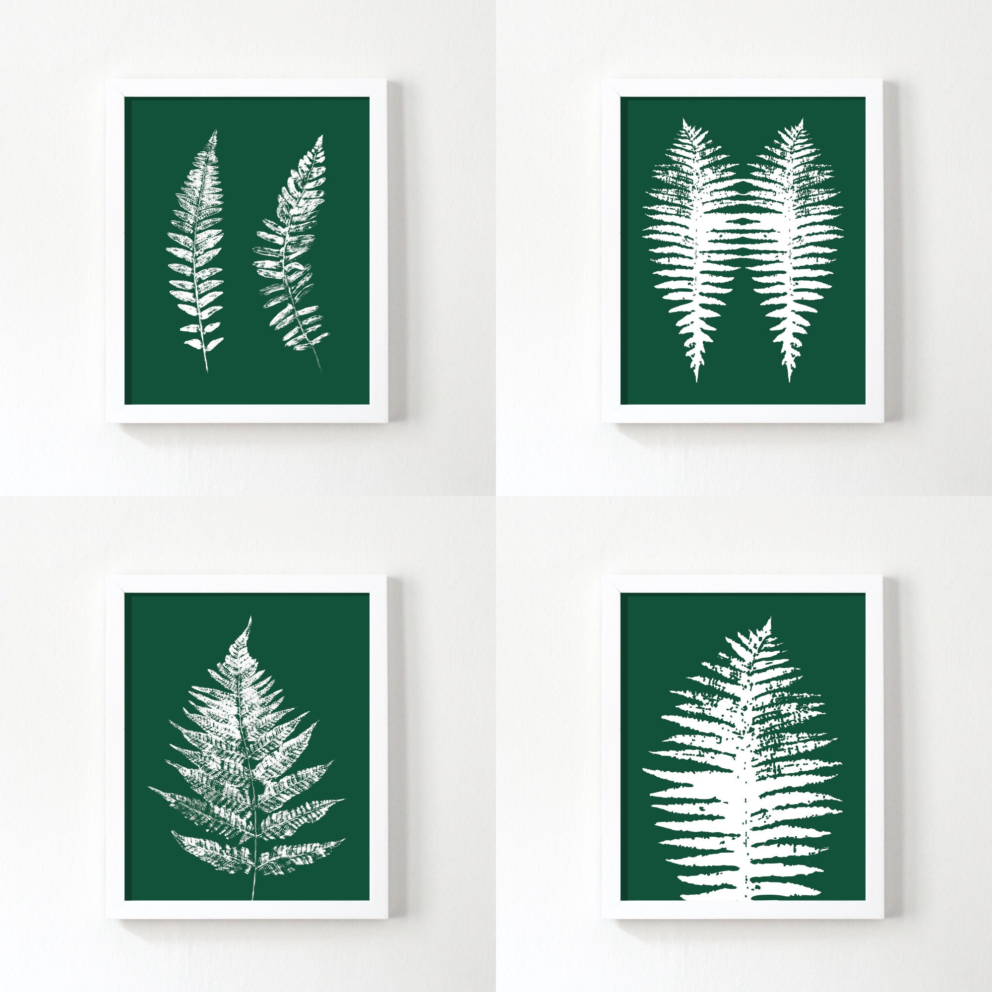 Fern Leaf, Printable Art, Botanical Print, Greige, Gray, White, Digital ...